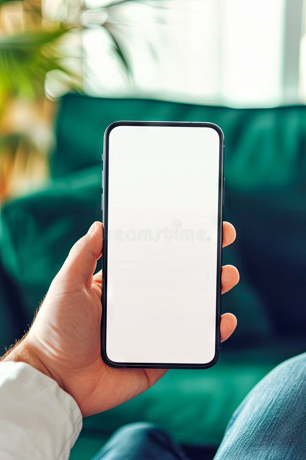 Man S Hand Holding Mockup Blank Mobile Phone Screen Stock Photo - Image ...