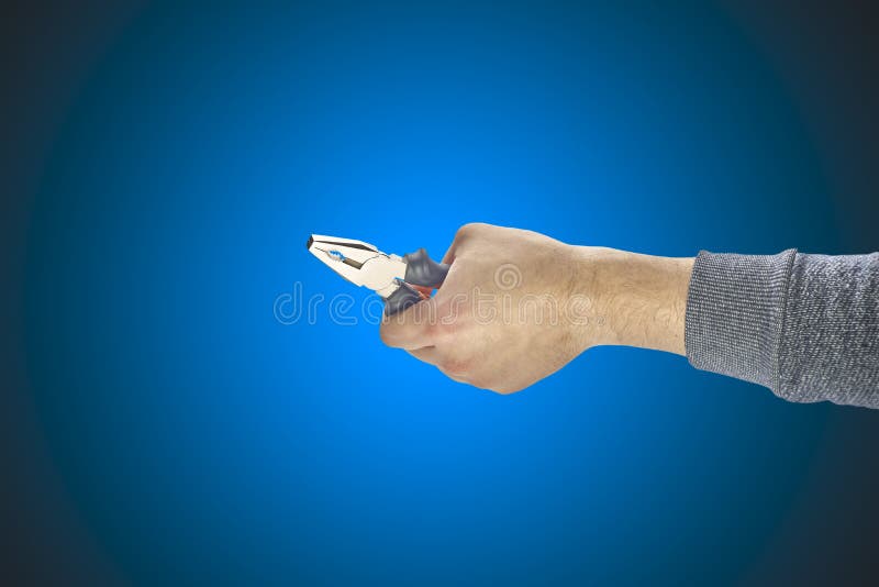 Man`s Hand Holding a Pliers Stock Image - Image of construction ...