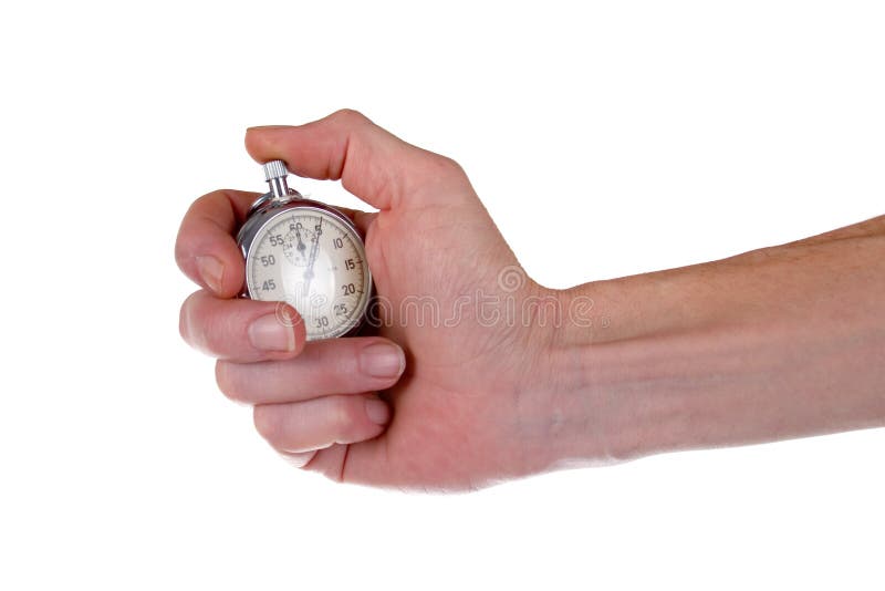 Man S Hand Holding Stopwatch Stock Photo - Image of chrome, finishing ...
