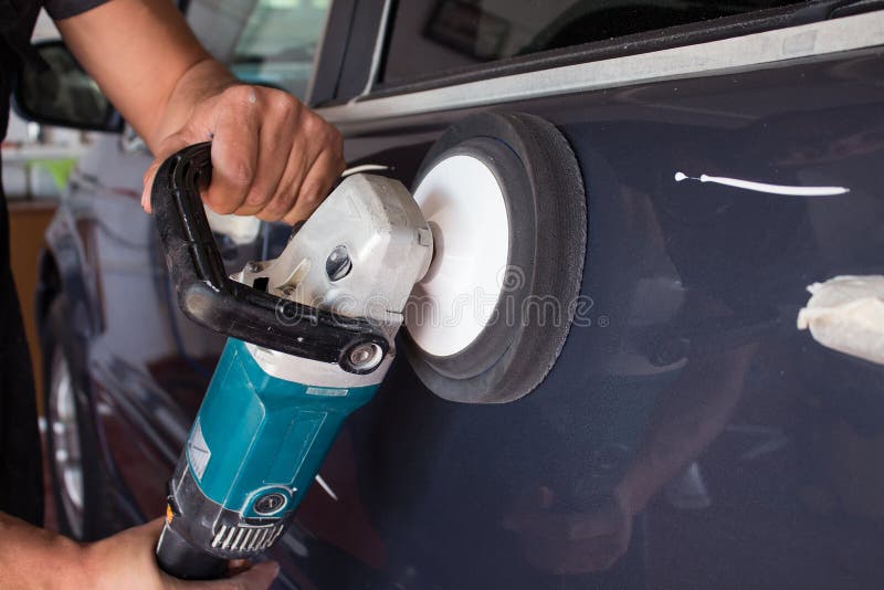 A Man`s Hand Holds a Car Polishing Tool Stock Image - Image of polish ...