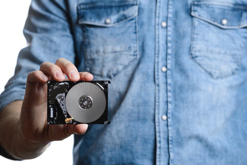 Man`s Hand Holds a 2.5 Inch Hard Drive. Isolated on White Background ...