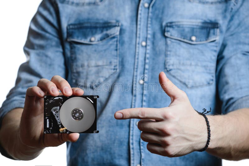 Man`s Hand Holds a 2.5 Inch Hard Drive. Isolated on White Background ...