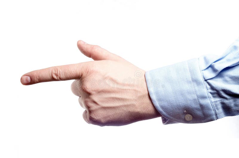 Man`s Hand Isolated on White. Index Finger Forward Stock Image - Image ...