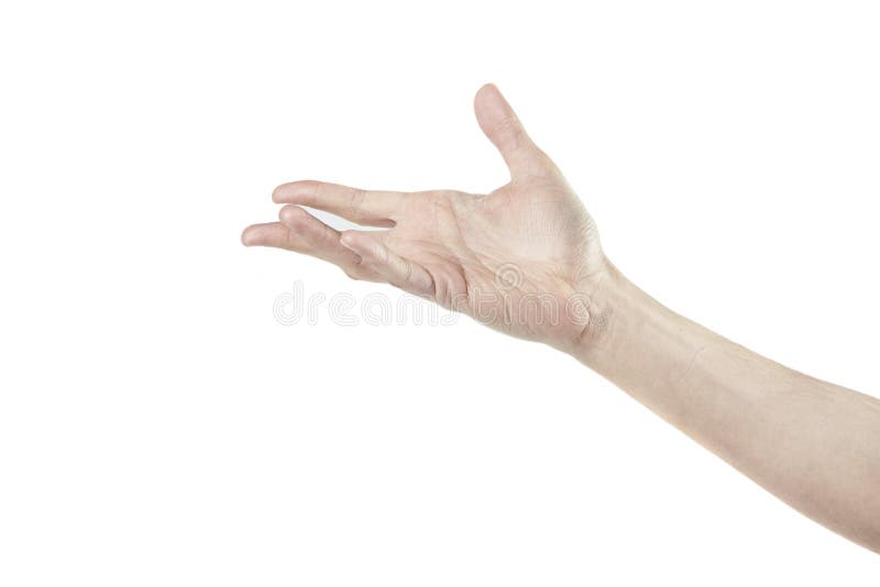 Man`s Hand Isolated on White, Open Hand Horizontal Stock Photo - Image ...