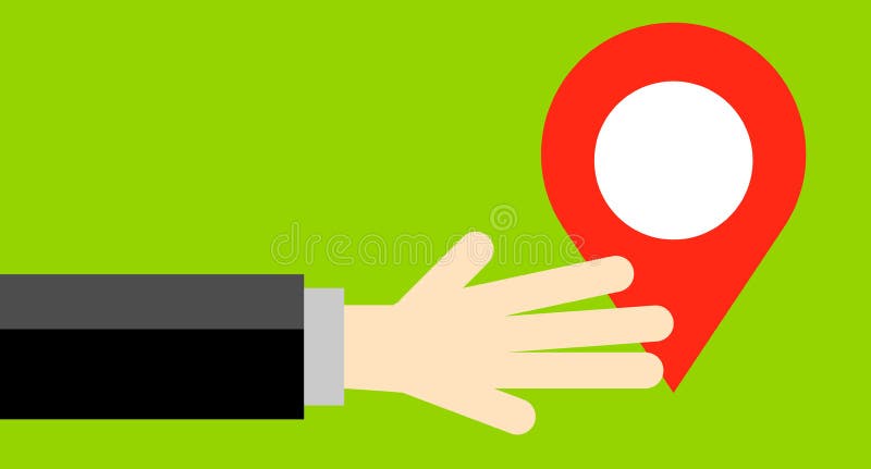 Man S Hand and Map Pin Icon on Map. Vector. Stock Illustration ...
