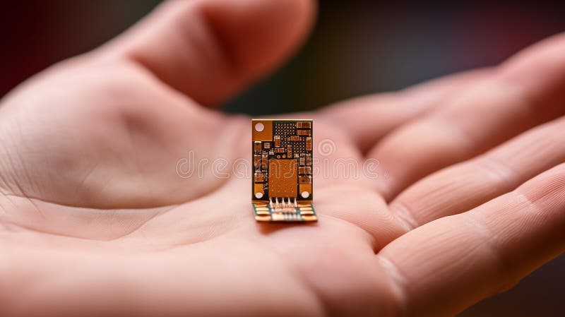 Man S Hand with Microchip, AI Era Begins Stock Illustration ...