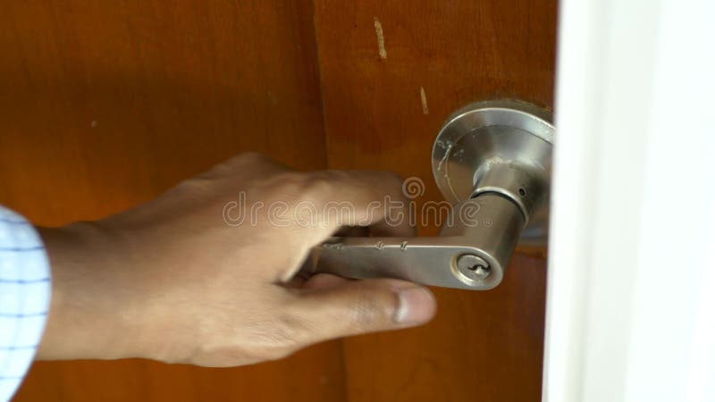Man S Hand Opening Door Close Up Stock Footage - Video of knob, brass ...