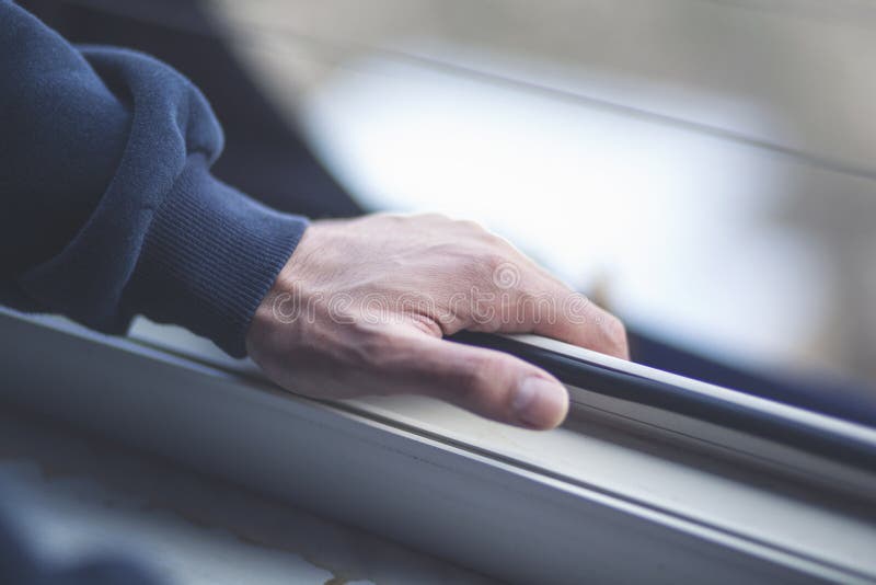 The Man`s Hand Opens the Window Stock Image - Image of construction ...