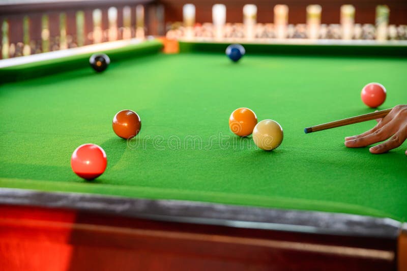 Man`s Hand Playing Snooker in Bar with Snooker Ball Stock Image - Image ...