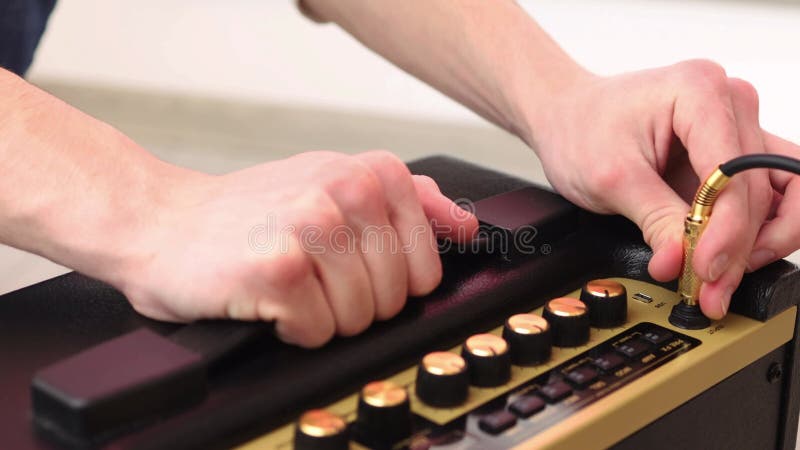 Connecting Audio Cable To Amplifier Stock Footage - Video of connection ...