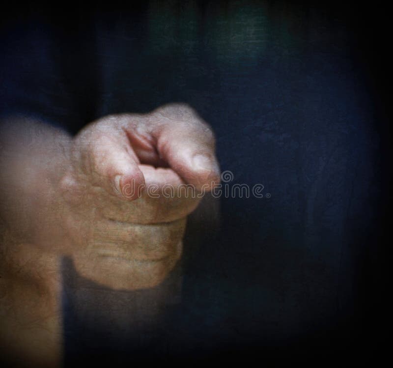 Man`s Hand Pointing Finger Closeup. Copy Space. Stock Photo - Image of ...