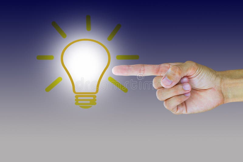 Man's Hand Pointing To Light Bulb Stock Photos - Free & Royalty-Free ...