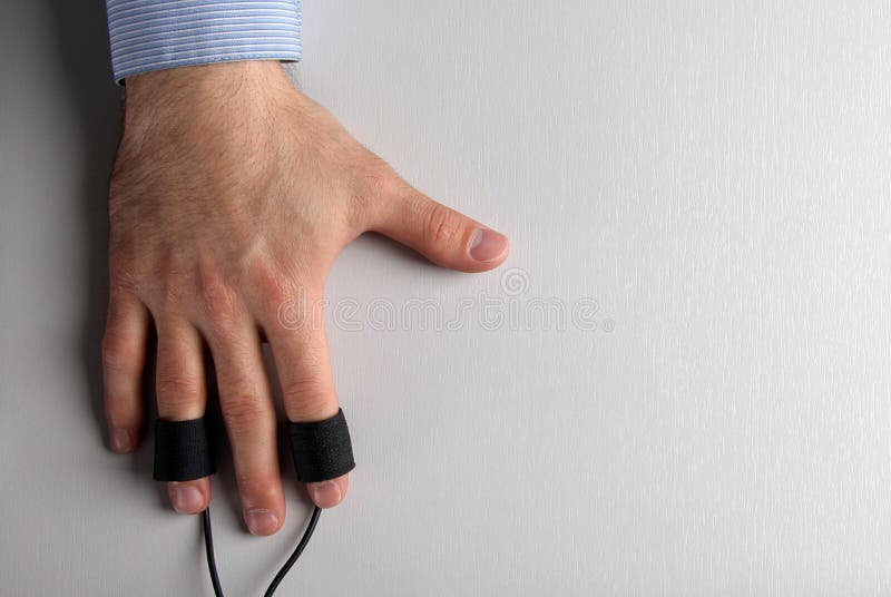 Man S Hand with Polygraph Electrodes Stock Image - Image of criminal ...