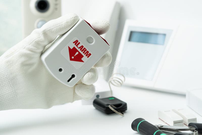 Man S Hand Presses the Panic Button of Security Systems. Stock Photo ...