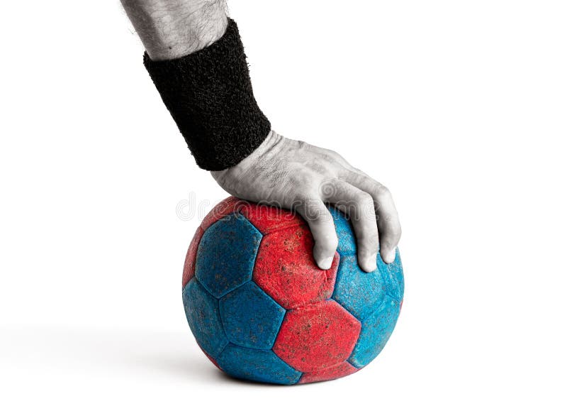 Man`s Hand Pressing Down on Handball Stock Photo - Image of pressing ...