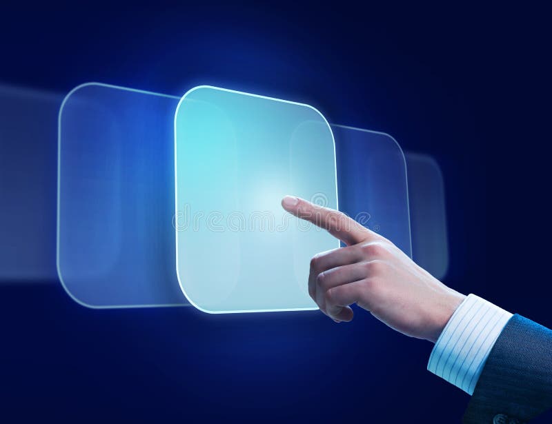 Hand pushing the button stock photo. Image of human, interface - 19238460