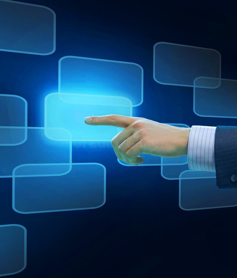 Mans Hand Pushing the Button Stock Photo - Image of choice, buttons ...