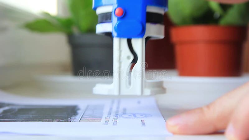 Man S Hand Puts a Stamp Under the Text, Assuring Him Stock Footage ...