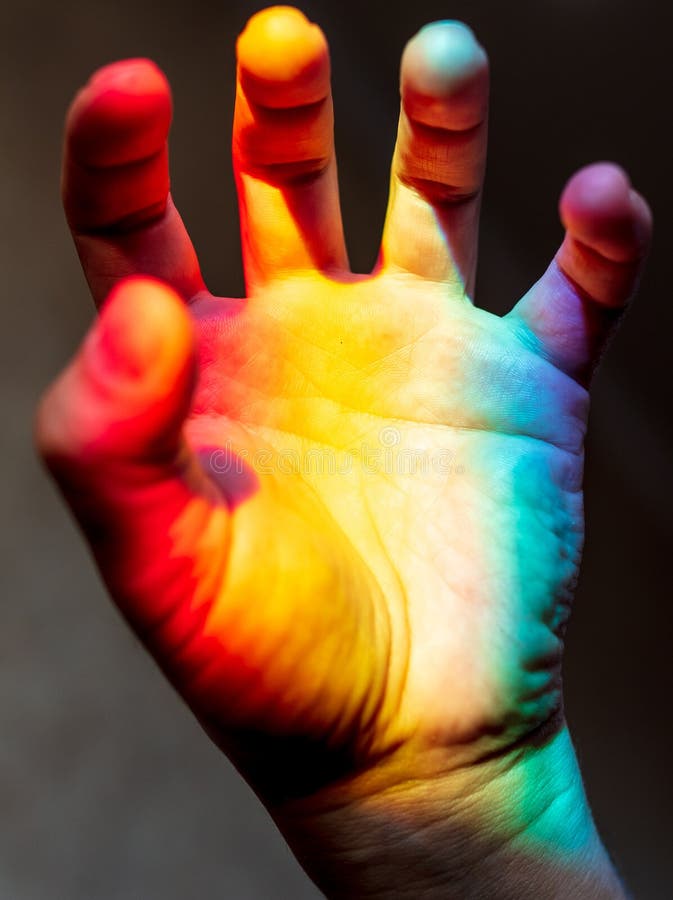 Man`s Hand in Rainbow Color Stock Image - Image of rainbow, creative ...