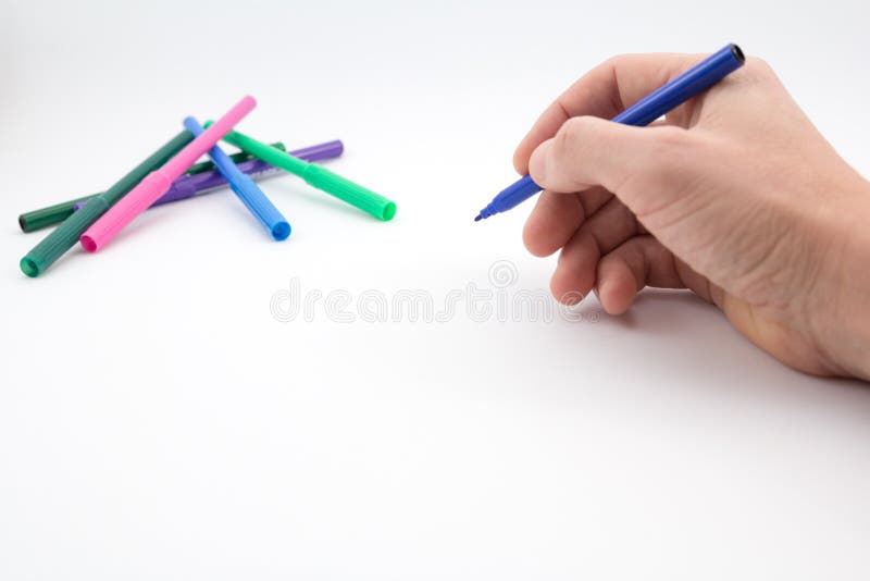 The Man S Hand, Ready To Draw a Picture Stock Image - Image of design ...