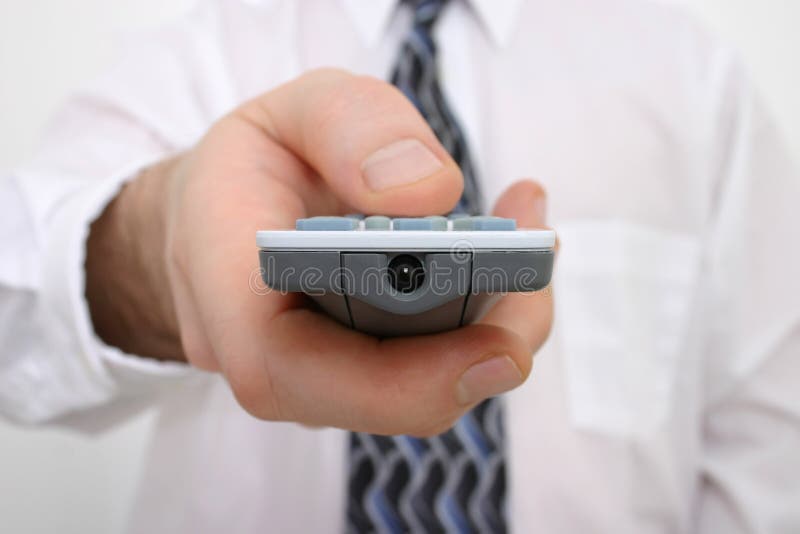 Man S Hand on a Remote Control Stock Image - Image of remote, tele: 46719