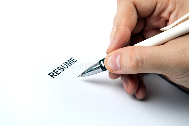 Man`s hand on resume form stock photo. Image of white - 100012718
