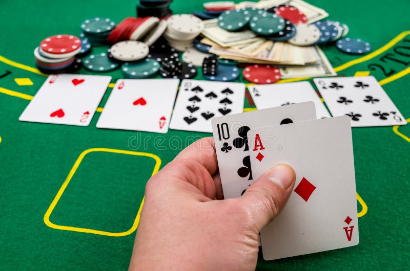 Man`s Hand Showing Card Combination, Gambling Stock Image - Image of ...