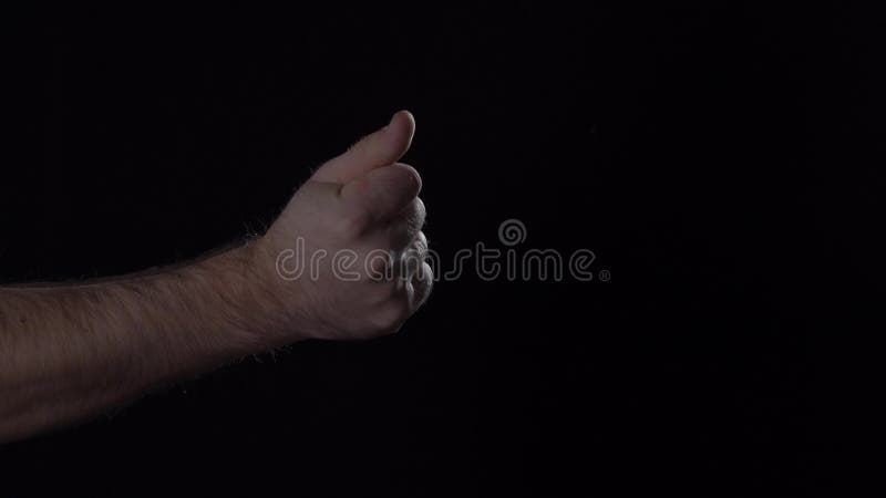 Man`s Hand Shows Finger Multiple Clapping Gesture on Black Background ...