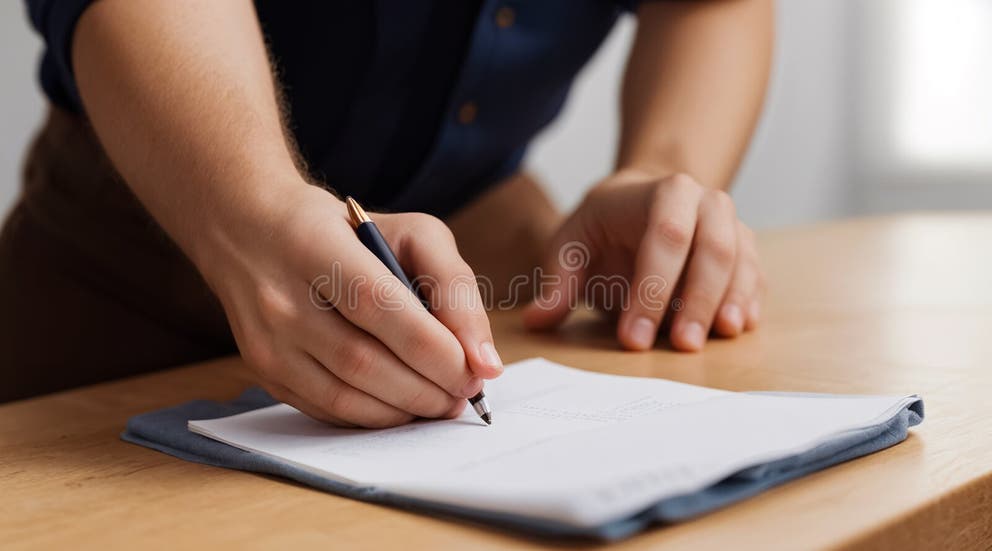 A Man S Hand Signs Papers. Generative AI Stock Illustration ...