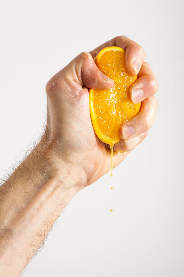 Hand Squeezing Orange Juice Stock Photo - Image of life, hand: 4066748