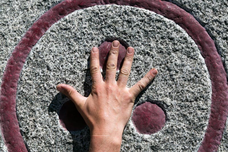 Hand on the Pagan Symbol on the Stone. Stock Photo - Image of ...