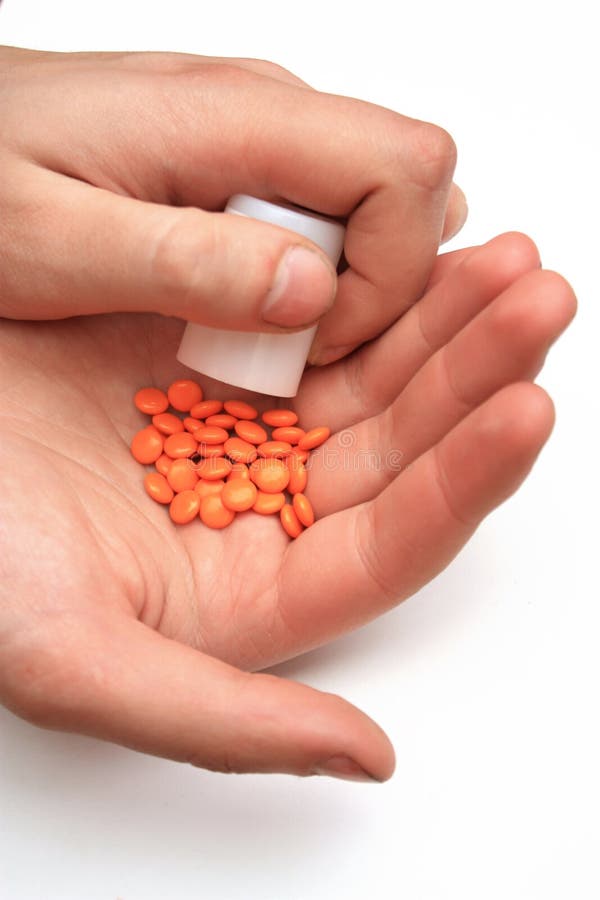 Man s hand and tablets stock image. Image of treatment - 27602345
