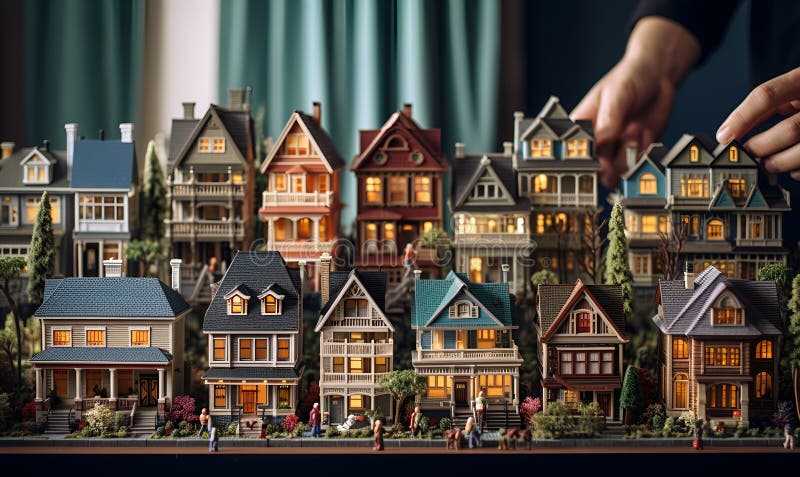 A Man S Hand Tinkering with a Miniature House, Ai Generative Stock ...