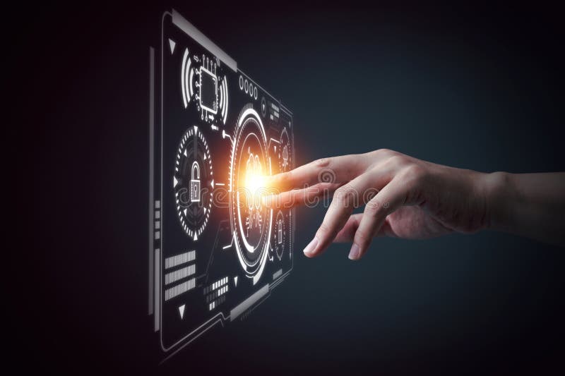 Man S Hand Touch Virtual Screen, Connect with AI Brain, Control Various ...