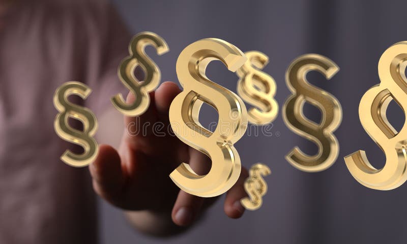 Man S Hand Touching 3D Paragraph Symbols of Law Stock Illustration ...