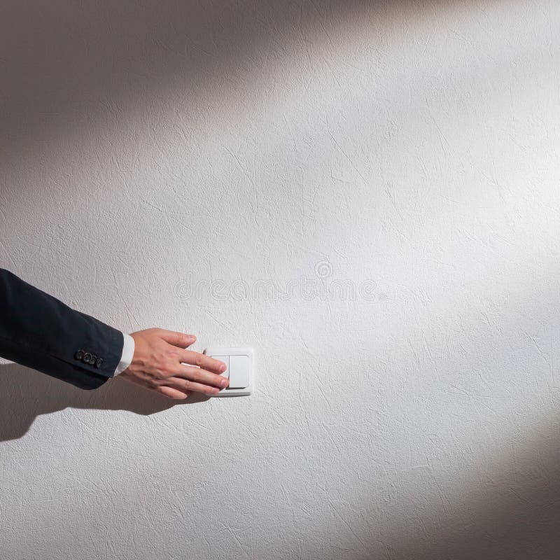 Man S Hand Turns Off the Light Stock Image - Image of dark, management ...