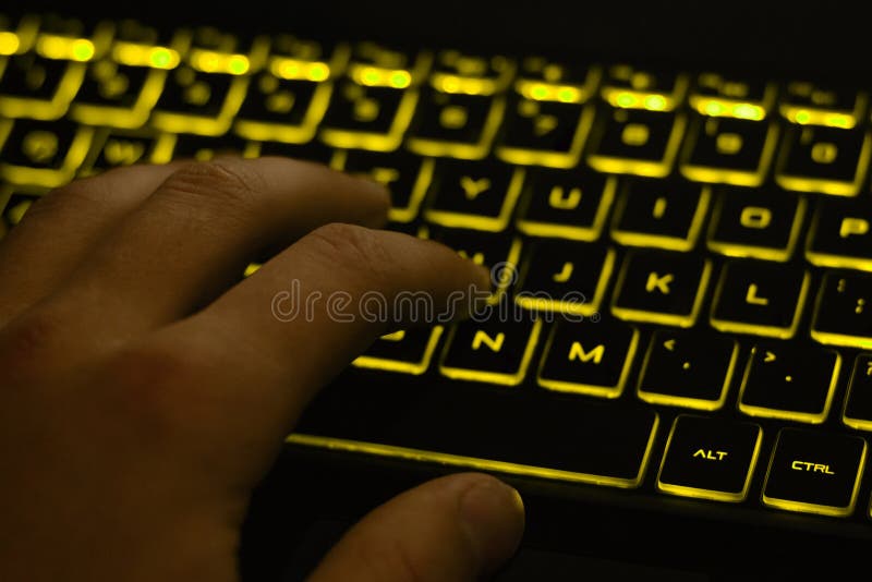 Man S Hand Typing on Keyboard Stock Image - Image of cyber, illuminate ...