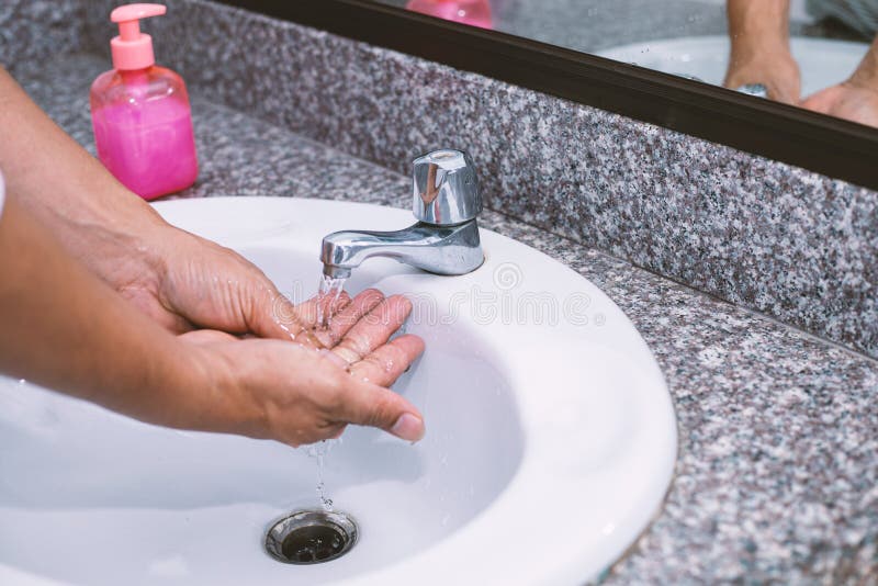 A Man`s Hand is Washing and Cleaning Hands Stock Image - Image of hand ...