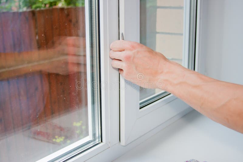 Man`s hand at window stock image. Image of white, glass - 81970713