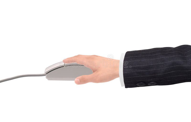 Man S Hands Pushing Keys of Pc Mouse, on White Stock Image - Image of ...