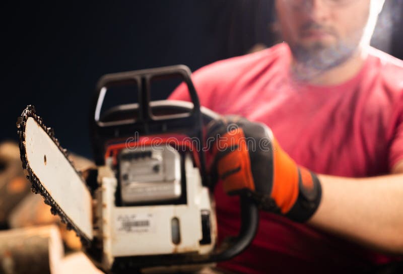 A Man`s Hands Start a Chainsaw Stock Photo - Image of tree, hand: 270921002
