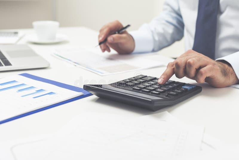 Man S Hands Using Calculator Stock Image - Image of calculator ...