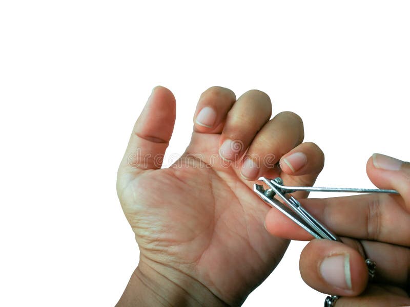 Man& X27;s Hands Using Nail Clipper for Fingernails Manicure Isolated ...