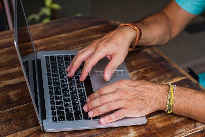 The Man S Hands Working for Computer the Business Plan. Stock Photo ...