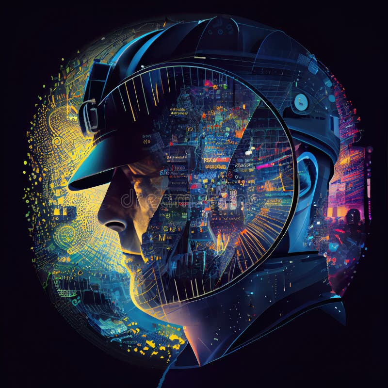 A Silhouette of a Person with a Virtual Head with. Generative AI Stock ...