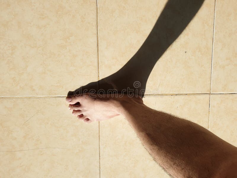 A Man`s Leg with shadow stock image. Image of fruit - 220480675
