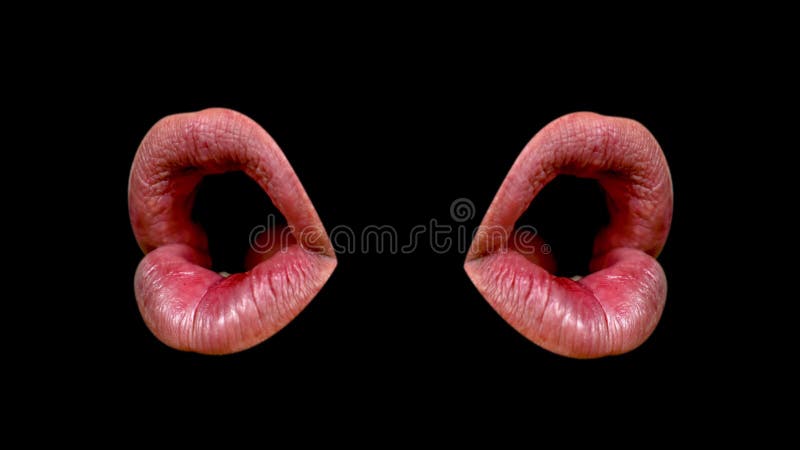 Red Lips Moving Against Black Stock Video - Video of romance, model ...