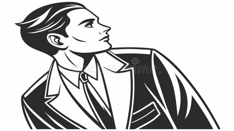 Man S Profile in Suit, Looking Forward, Confident Stance, Vector Design ...