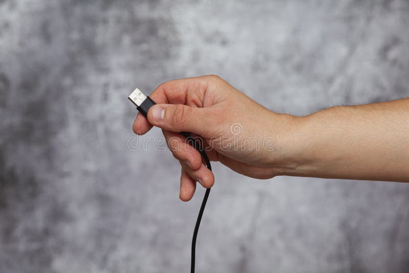 Human Hand Holding USB Cable Stock Image - Image of electronic, plug ...
