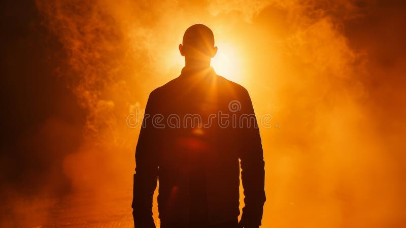 Man S Silhouette Standing in Bright Light, Creating a Dramatic Contrast ...